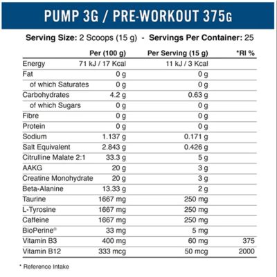 Applied Nutrition Pump 3G Pre-workout 375g (50 Scoops) - Chính hãng