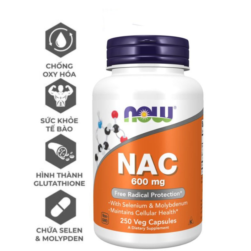 Now NAC 600mg 250 Viên - Giải độc gan, bảo vệ sức khỏe tổng thể